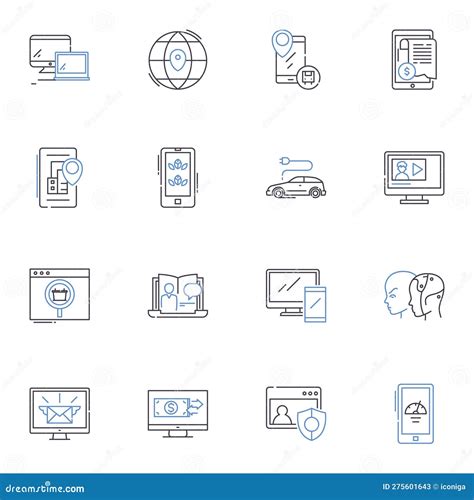 Cyberworld Line Icons Collection Cybersecurity Encryption Malware Hacktivism Phishing