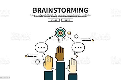 플랫 라인 벡터 그래픽 편집 가능한 웹사이트 일러스트 레이 션 비즈니스 브레인 스토밍 개념에 대한 스톡 벡터 아트 및 기타 이미지 개념 개념과 주제 개발 Istock