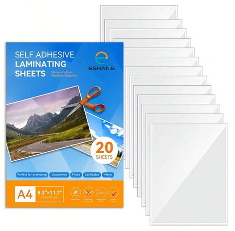 20 Sheets Self Adhesive Laminating Sheets 83x117 Inches Clear