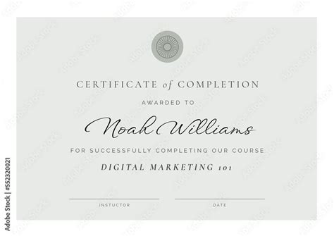 Composition Of Course Completion Certificate Text Over Grey Background Stock Illustration