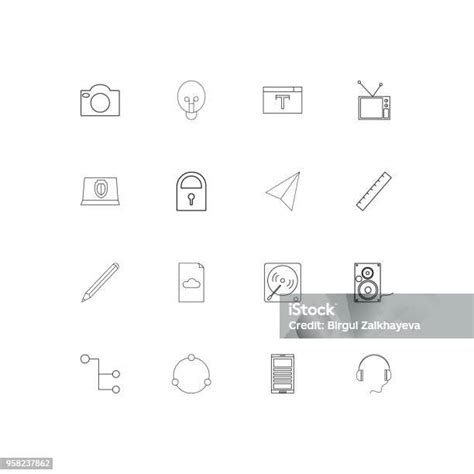 장치 선형 얇은 아이콘 설정합니다 간단한 벡터 아이콘 설명 0명에 대한 스톡 벡터 아트 및 기타 이미지 0명 노트북