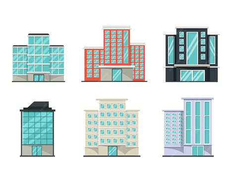 Ilustración De Vector De Diseño Plano De Varios Edificios Vector Premium