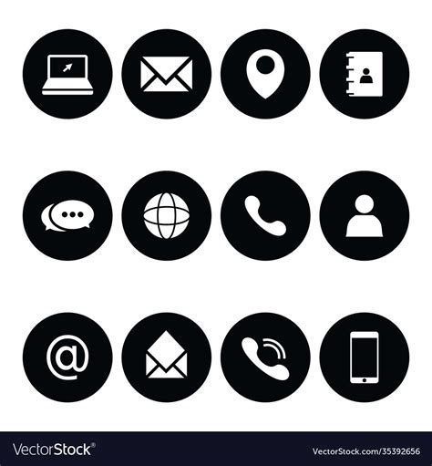 Contact Us Icons Web Icon Call Phone Mail Email Vector Image