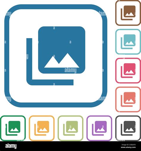 Photo Library Simple Icons In Color Rounded Square Frames On White Background Stock Vector Image