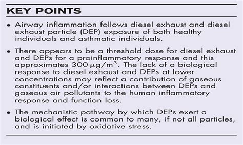 Diesel Exhaust Particles And Airway Inflammation Current Opinion In Pulmonary Medicine