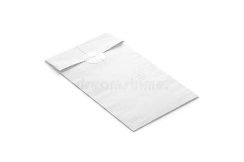 Blank White Rectangle Paper Bag With Sticker Mockup Side View Stock Illustration Illustration