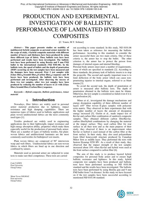 Pdf Production And Experimental Investigation Of Ballistic Performance Of Laminated Hybrid