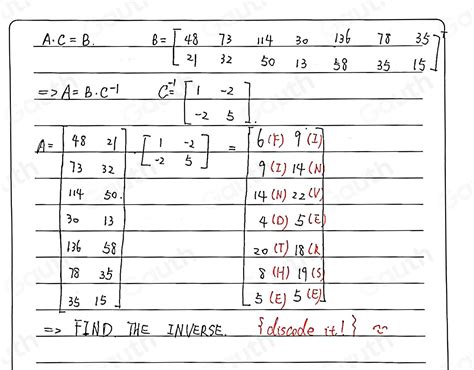 Solved Yvette Encoded A Secret Phrase Using Matrix Multiplication
