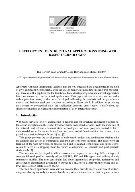 Pdf Development Of Structural Applications Using Web Based Technologies