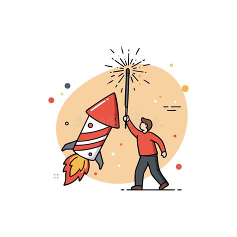 Man Lighting Firework Rocket Stock Illustrations 11 Man Lighting Firework Rocket Stock