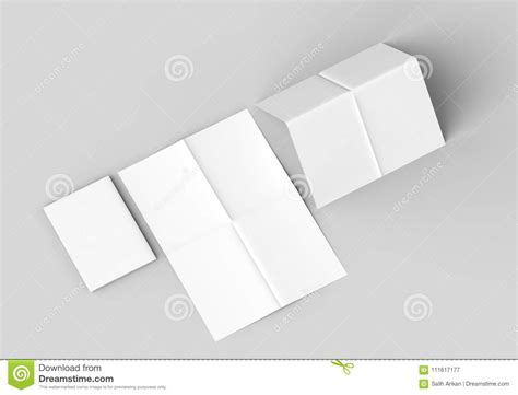 8 Page Leaflet French Fold Right Angle Vertical Brochure Mock Stock Illustration