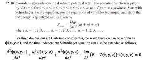 Solved 230 Consider A Three Dimensional Infinite Potential Well The