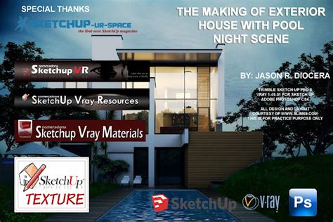 SKETCHUP TEXTURE VRAY TUTORIAL EXTERIOR NIGHT SCENE
