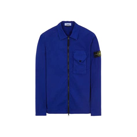 스톤 아일랜드 11010 스트레치 코튼 개버딘 오버셔츠 울트라마린 블루 23fw Stone Island Kream