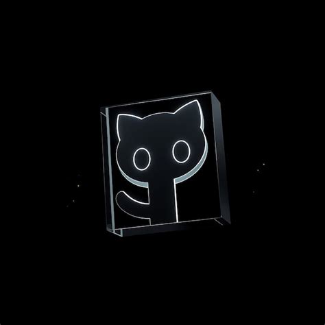 Renderización D del logotipo de Github en vidrio negro transparente flotando verticalmente con