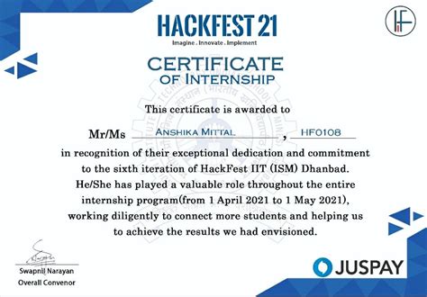 Anshika Mittal On Linkedin Internship Completion Iitdhanbad Hackfest