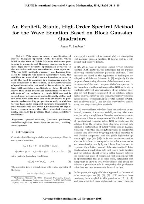 PDF An Explicit Stable High Order Spectral Method For The Wave Equation Based On Block