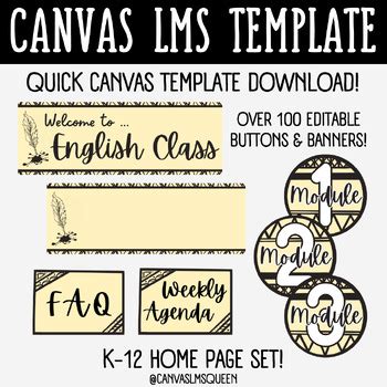 Canvas LMS Template COURSE BUNDLE ELA Theme Customizable