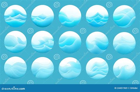 Set Of The Stylized Waves Stock Vector Illustration Of Graphics 24451969