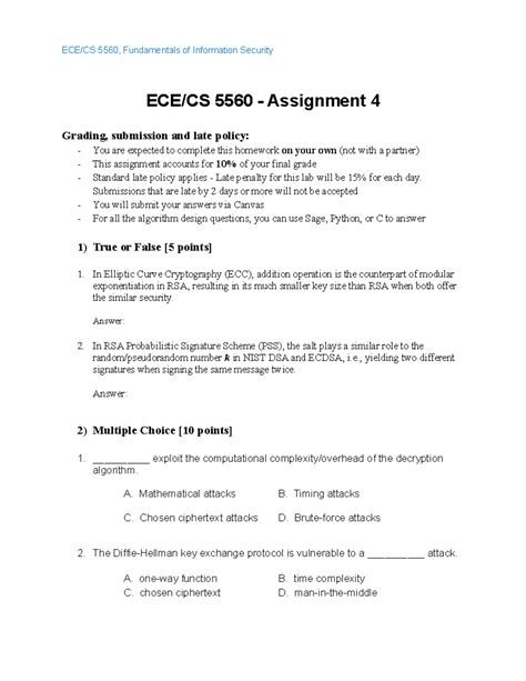 ECE CS Assignment ECE CS Fundamentals Of Information