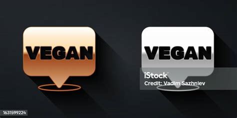 골드와 실버 비건 다이어트 아이콘 고립 골드와 실버 배경 유기농 바이오 에코 심볼 비건 고기 없음 유당 무료 건강 신선하고 비폭력적인 음식 긴 그림자 스타일 벡터 건강한