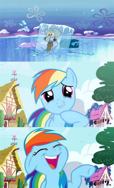Rainbow Dash Laughs At Frozen Squidward By Perualonso On Deviantart
