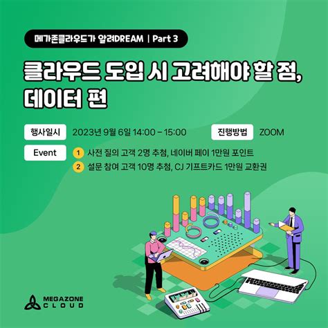 Linkedin Megazonecloud 페이지 📢데이터 100 활용 전략 메가존클라우드가 알려드립니다 메가존클라우드가 알려dream Part3 클라우도 도입 시