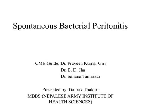 Approach To Spontaneous Bacterial Peritonitispptx