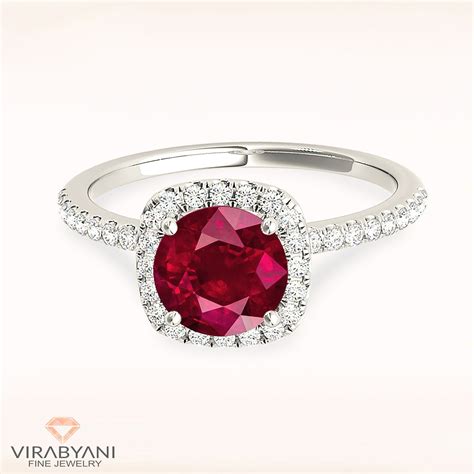 135 Ct Genuine Round Ruby Ring With 020 Ctw Diamond Etsy