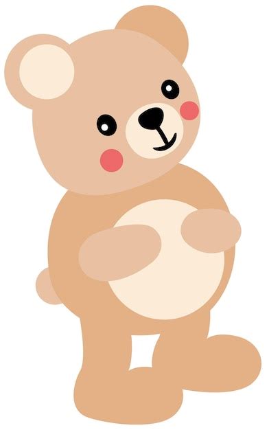 귀여운 테디 베어가 색에 고립되어 서 있습니다 프리미엄 벡터