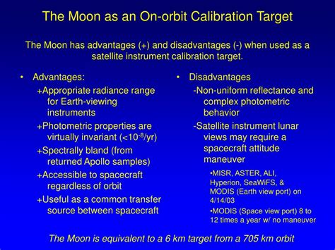 Ppt On Orbit Cross Calibration Of Am Satellite Remote Sensing Instruments Using The Moon