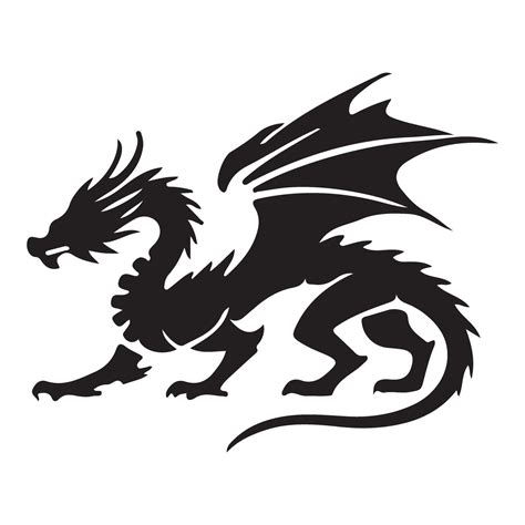 Fearsome Black Silhouette Dragon Crouching Illustration 54947529 Vector