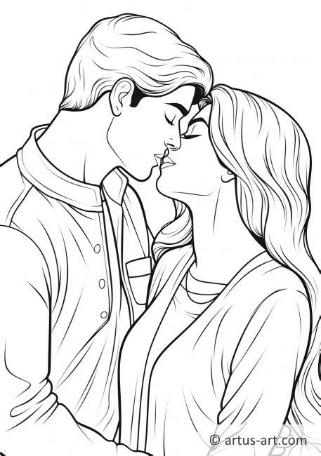 Kissing Couple Valentine S Day Coloring Page Free Download Artus Art