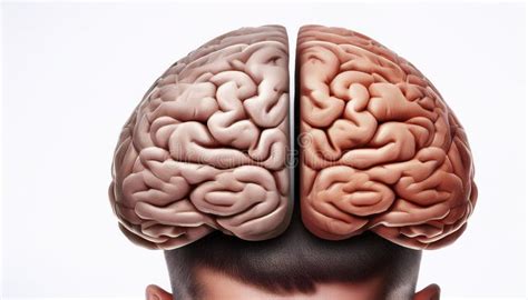 Human Brain On White Background Left And Right Side Concept