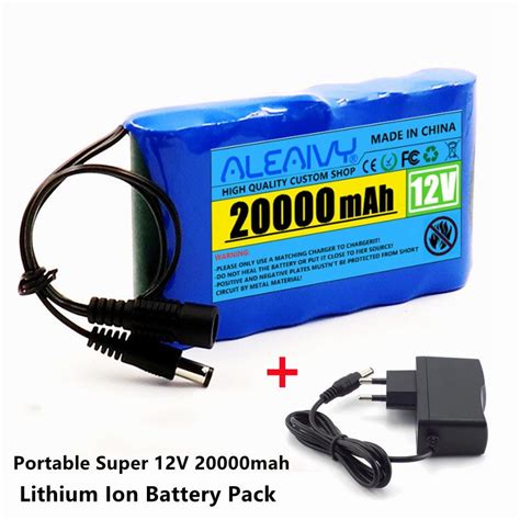 1pcs Aleaivy Portable 12v 20000mah Lithium Battery Rechargeable Battery