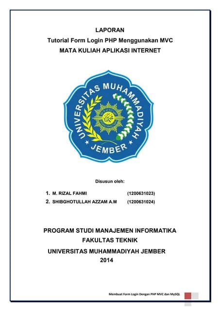 Laporan Tutorial Form Login Php Menggunakan Mvc Pdf