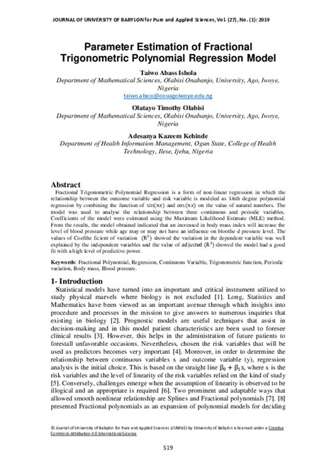 Pdf Parameter Estimation Of Fractional Trigonometric Polynomial
