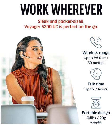 Plantronics Voyager 5200 Uc Bluetooth Headset Black 206110 101