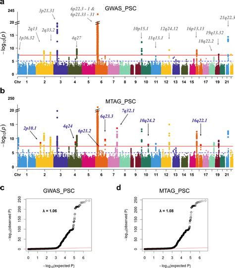 Manhattan Plots And Quantile Quantile Plots For The Single Trait Gwas
