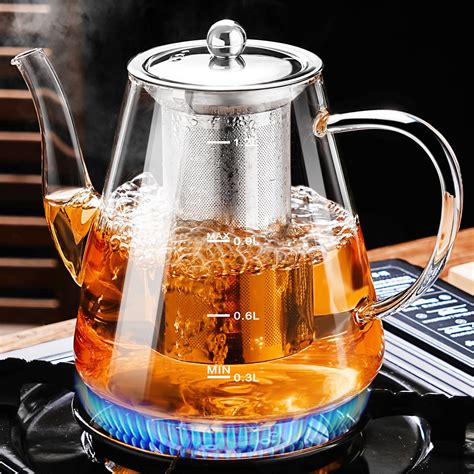 Paracity Glass Teapot Stovetop 41 Oz1200ml Tea Pot With Removable Stainless Steel