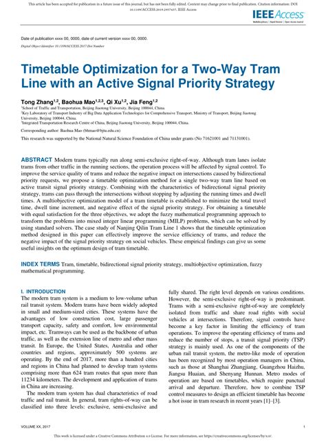 Pdf Timetable Optimization For A Two Way Tram Line With An Active