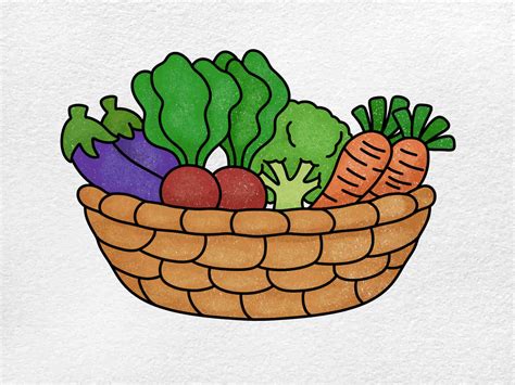 How To Draw Basket Of Vegetables Helloartsy