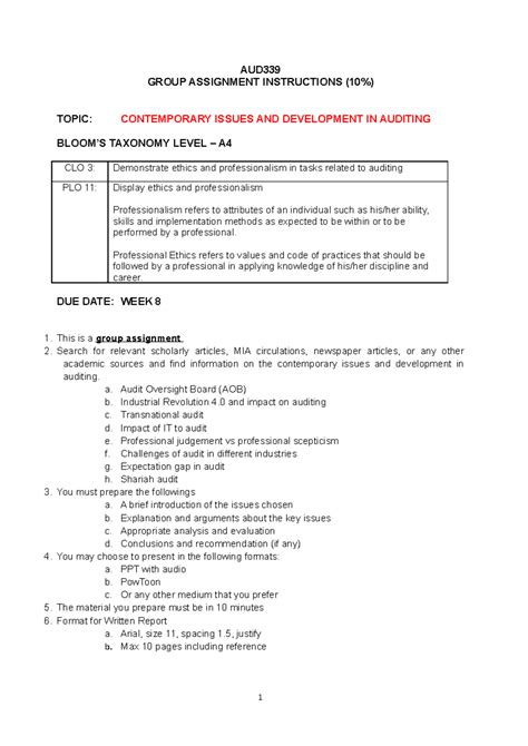 8 Aud339 Group Assignment Instructions Aud Group Assignment