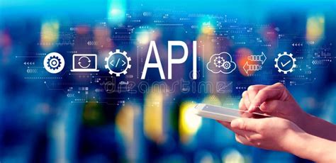 Api Application Programming Interface Concept With Person Using A Smartphone At Night Stock