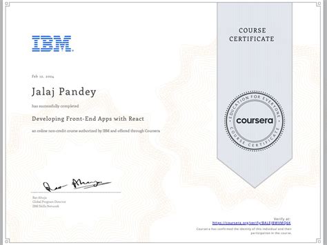 Jalaj Pandey On Linkedin Reactjs Frontenddevelopment Ibm Coursera Continuouslearning