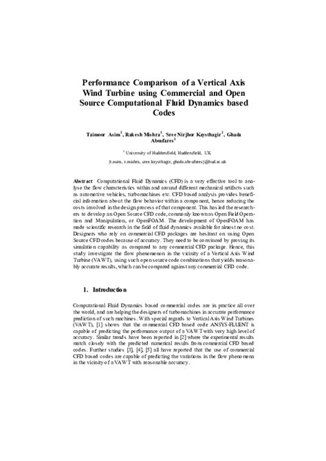 Pdf Performance Comparison Of A Vertical Axis Wind Turbine Using Commercial And Open Source