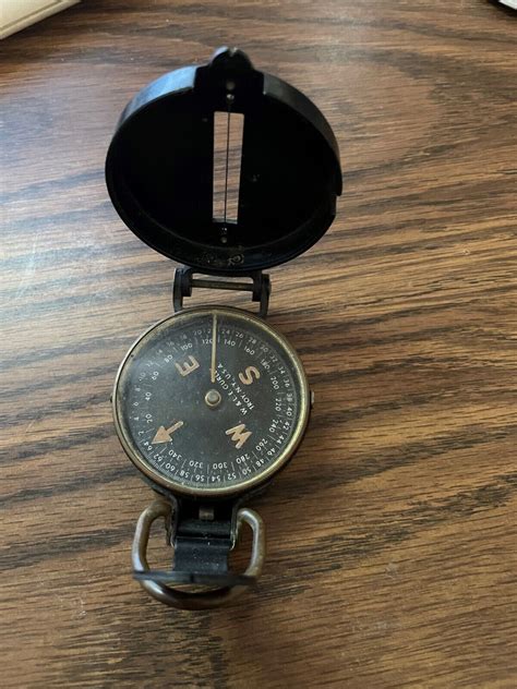 E27 Vintage Working Military Compass Wwii W And Le Gurley Folding
