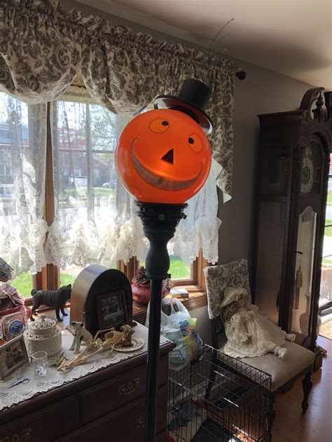 Pumpkin Lamp Post Decoration Halloween Street Lamp Post Spooky Lamp