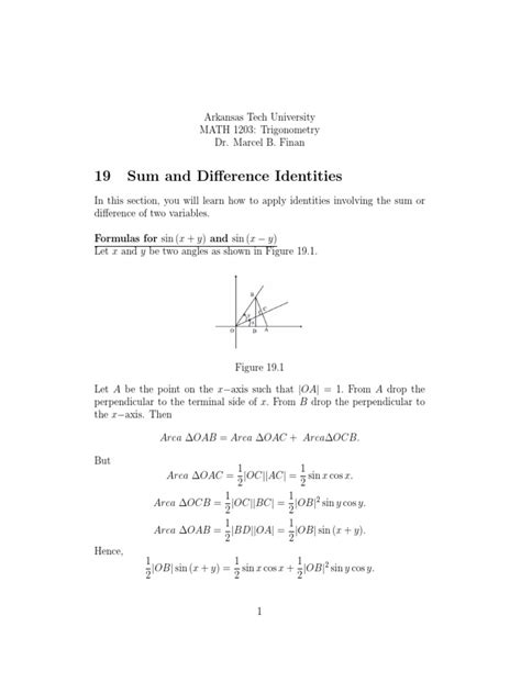 Pdf Lecture19 Sum And Difference Identities Dokumen Tips