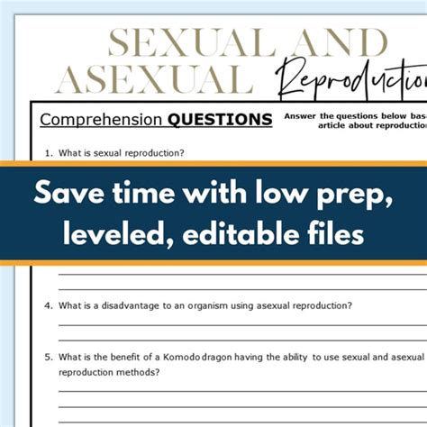 Science Reading Sexual And Asexual Reproduction Ms 6 8 Print Digital